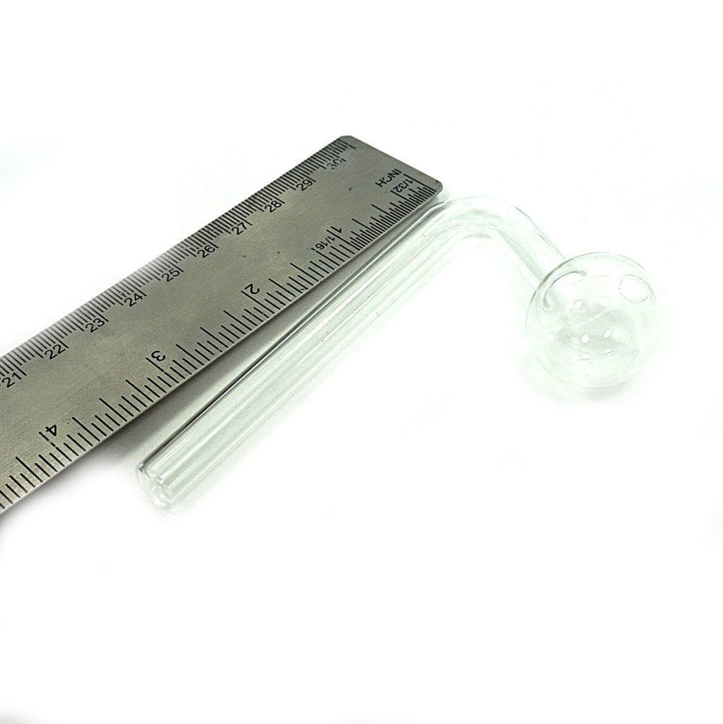 Pyrex Glass oil burner pipe Clear glass 45 degree angle Bent about 3 ...