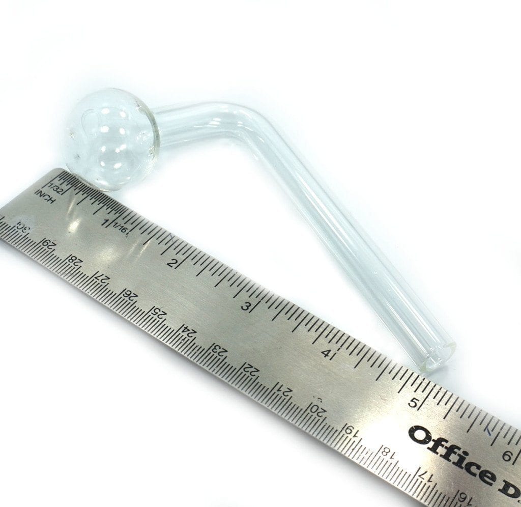 Bent Pyrex Glass oil burner pipe thick Clear 4" Inches